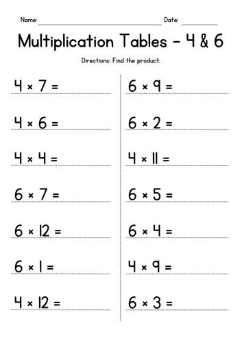 Multiplication Facts - Times Tables Worksheets - Multiplying in Columns ...