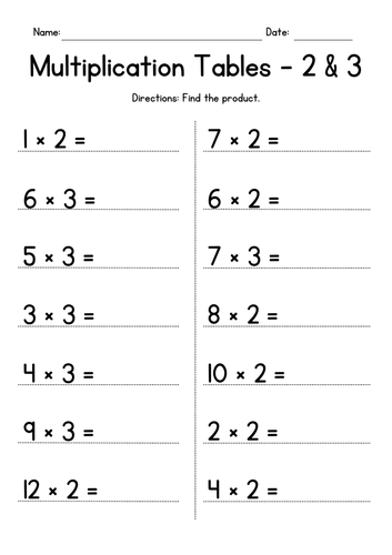 Multiplication Tables of 2 and 3 | Teaching Resources