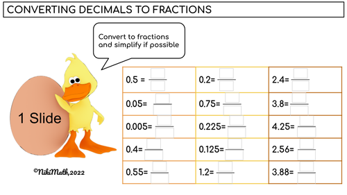 Converting Decimals to Fractions and Fractions to Decimals PRACTICE ...