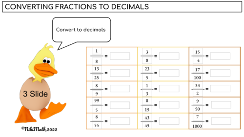 Converting Decimals to Fractions and Fractions to Decimals PRACTICE ...