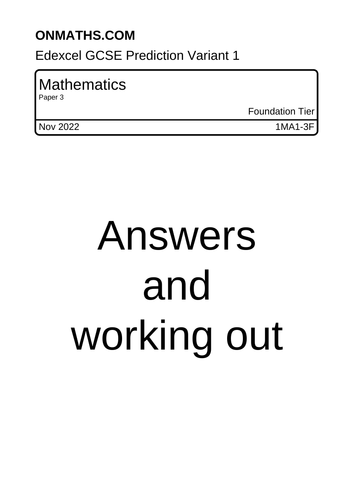 2022 November Edexcel Paper 3 Foundation Advance Information Maths GCSE ...