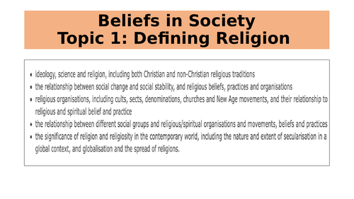 AQA A Level Beliefs - Definitions of Religion | Teaching Resources