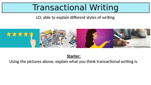 KS3 Transactional/Non-Fiction Writing | Teaching Resources