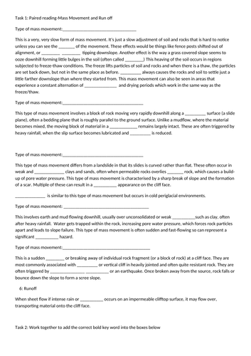 Weathering and Mass Movement at Coasts | Teaching Resources