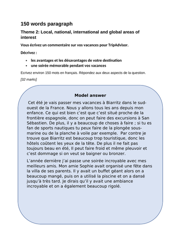 GCSE French Writing resources (150-word paragraph task) | Teaching ... GCSE French Writing resources (150-word paragraph task) | Teaching ...
