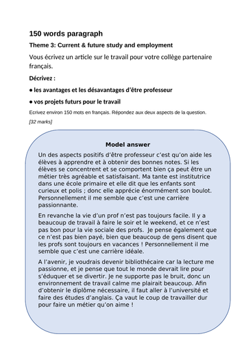 GCSE French Writing resources (150-word paragraph task) | Teaching ... GCSE French Writing resources (150-word paragraph task) | Teaching ...