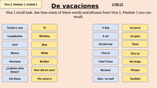 Viva 2 Module 1 Unit 1 PowerPoint | Teaching Resources
