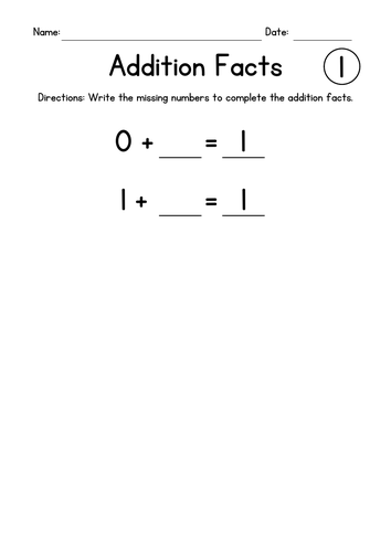 Addition Facts 1-10 Worksheets | Teaching Resources