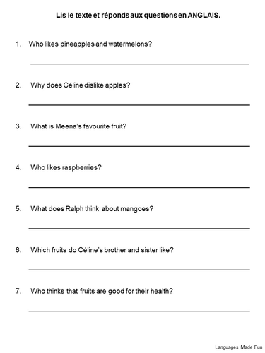 Les Fruits - Fruits in French | Teaching Resources