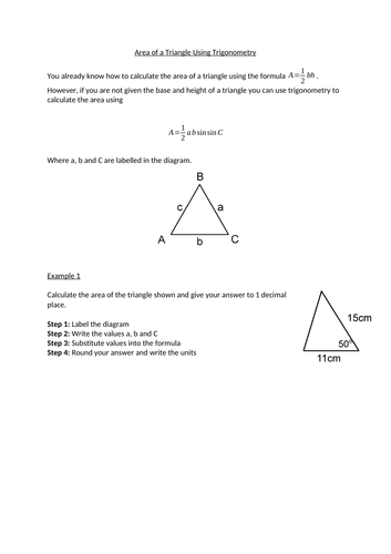 Area of a Triangle Scaffolded Note | Teaching Resources
