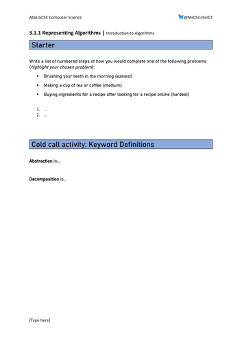 Representing Algorithms Intro - Abstraction and Decomposition - GCSE CS ... Representing Algorithms Intro - Abstraction and Decomposition - GCSE CS ...