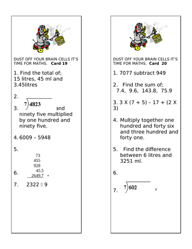 Y5/6 Five minute filler Maths Cards. | Teaching Resources