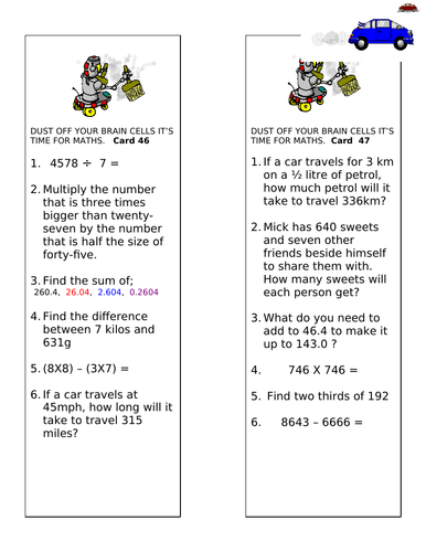 Y5/6 Five minute filler Maths Cards. | Teaching Resources