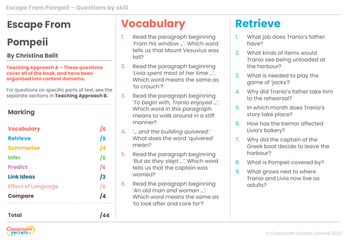 Reading Skills - Escape From Pompeii | Teaching Resources
