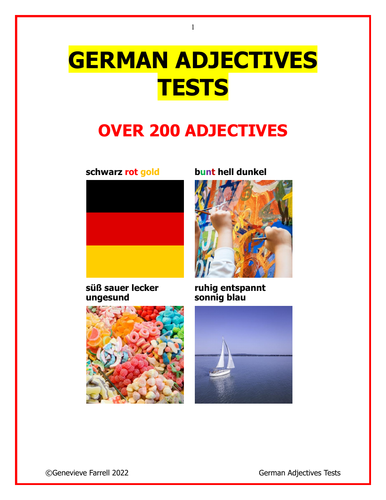 German Adjectives Tests - 200+ German Adjectives | Teaching Resources