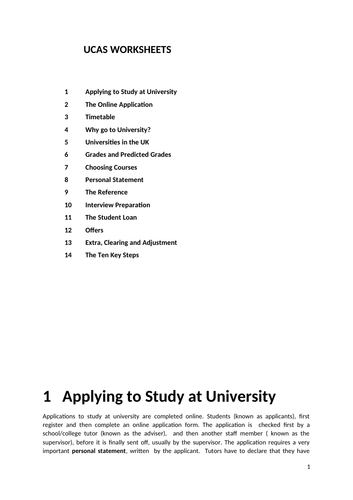 UCAS worksheets | Teaching Resources