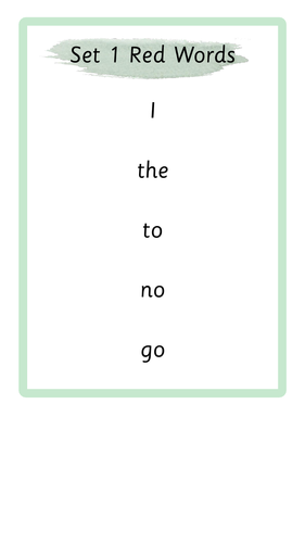 Set 1 - 3 Red Words | Teaching Resources