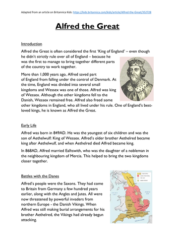 Alfred the Great - Non-Fiction Whole Class Reading Session! | Teaching ...