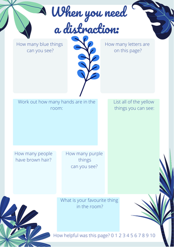 Distraction Diary Mental Health SEND | Teaching Resources