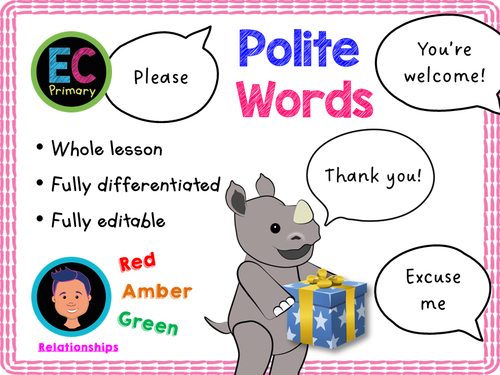 List Of Polite Words For Kids