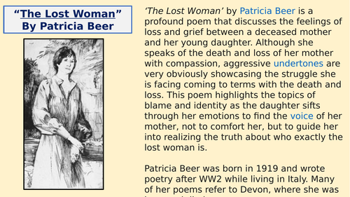 The Lost Woman by Patricia Beer | Teaching Resources
