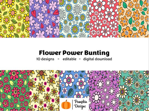 Editable Flower Power Display Bunting | Teaching Resources