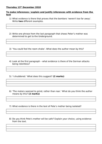 The Blitz - Year 6 Guided Reading. | Teaching Resources