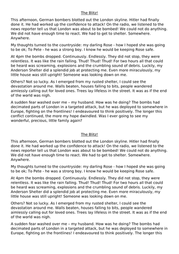The Blitz - Year 6 Guided Reading. | Teaching Resources