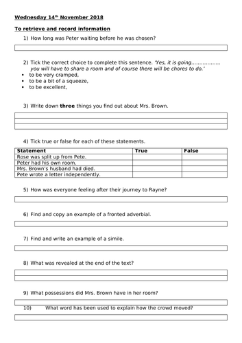 The Day My Life Changed Forever - Year 6 Guided Reading | Teaching ...