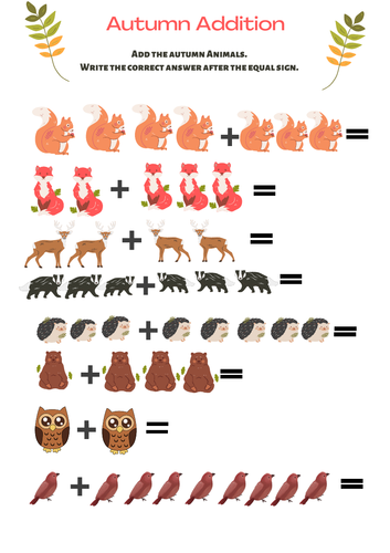 Autumn Addition-Worksheet | Teaching Resources