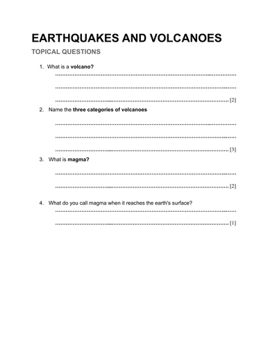 Geography quiz - Earthquakes and volcanoes | Teaching Resources