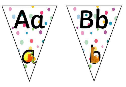 Upper and Lower case Alphabet Polka Bunting with RWI alphabet ...