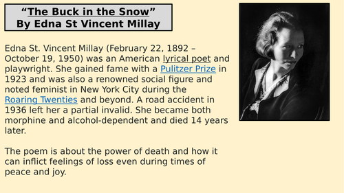 The Buck in the Snow by Edna St Vincent Millay | Teaching Resources
