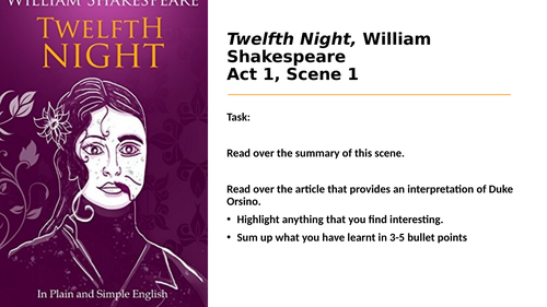 Twelfth Night Act 1 Scene 1 | Teaching Resources