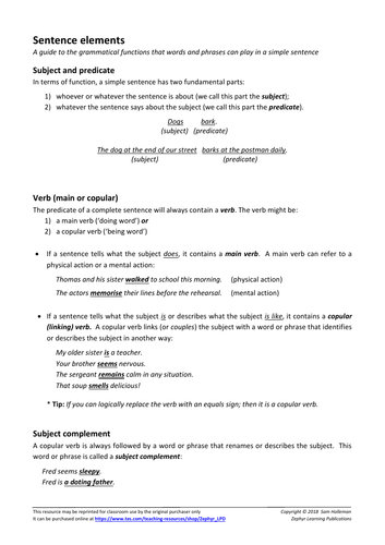 A Level Language - Language Levels and Sentence Elements (lesson 1 ...