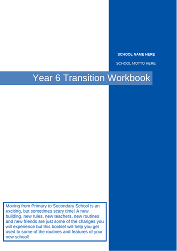 Transition Day Workbook Y6-7 | Teaching Resources