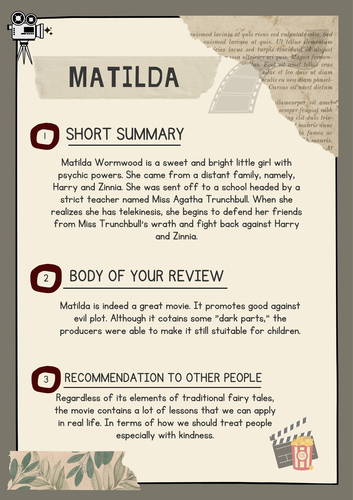 Matilda Book/Movie Review | Teaching Resources