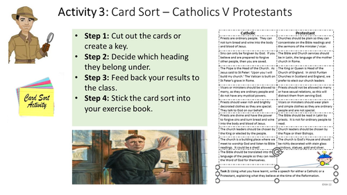 Card Sort: Reformation - Catholics V Protestants | Teaching Resources