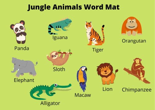 Jungle Animals-Word Mat | Teaching Resources
