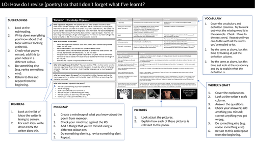 WW1 poem The Dead, Rupert Brooke Knowledge Organiser | Teaching Resources