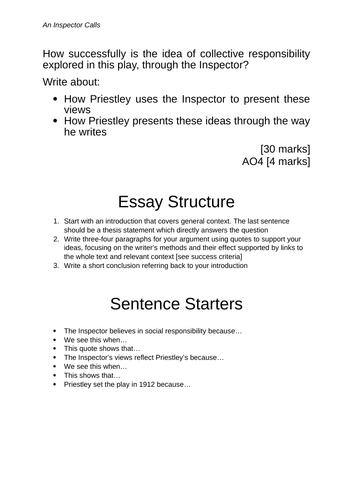 An Inspector Calls: Full English Literature GCSE Scheme | Teaching ...