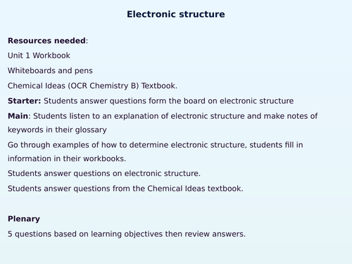 Electronic Structure | Teaching Resources