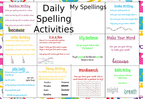 Spelling Daily Activity Mat | Teaching Resources
