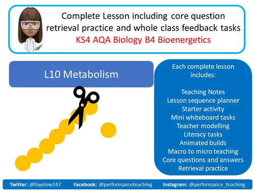 KS4 AQA Biology B4 Bioenergetics L10 Metabolism | Teaching Resources