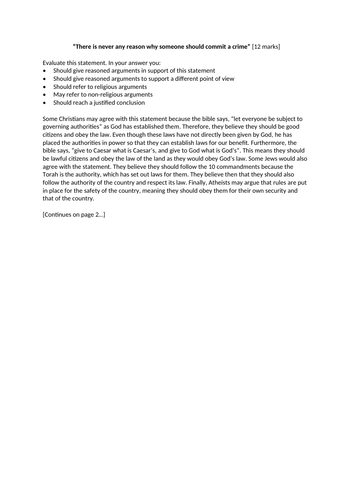 RS 12 Mark Essay Bundle | Teaching Resources