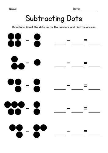 Subtracting Dots - Subtraction Worksheets | Teaching Resources