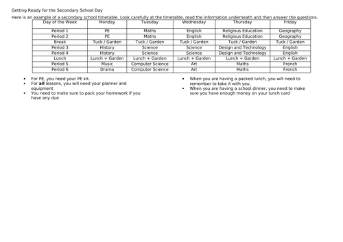 3 Day Transition Plan | Teaching Resources