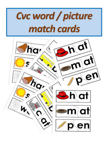 Cvc picture word match | Teaching Resources