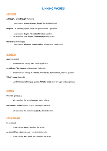 Linking words | Teaching Resources