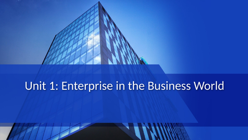 BTEC Level 1/Level 2 Business Unit 1: Enterprise in the Business World ...